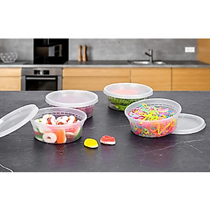 EDI [8 OZ, 25 Sets] Plastic Deli Food Storage Containers with Airtight Lids | Microwave-, Freezer-, Dishwasher-Safe | BPA Free | Heavy-Duty | Meal Prep | Leakproof | Recyclable