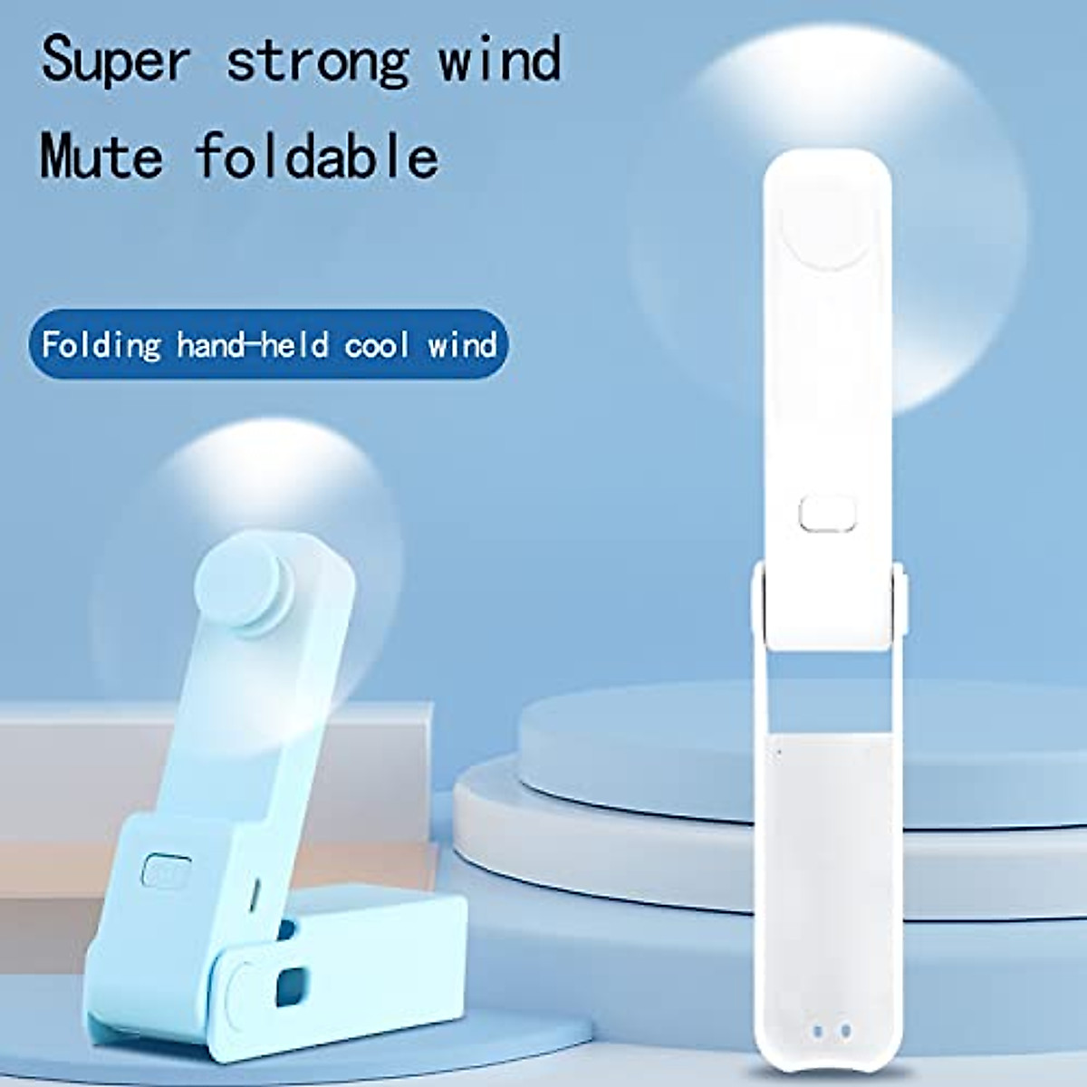 Dalontun Battery Operated Personal Fan Desk Handheld 3 speeds Portable 800Mah Usb Mini Foldable Desktop Fan Rechargeable Home Office Hands Free Clip Speed Small Cooling Adjustable Table Travel(White)