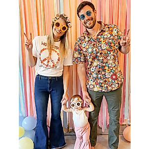 JeVenis Groovy Glasses For Kids Retro Flower Sunglasses Groovy Headbands Two Groovy Party Favors Supplies Daisy Hippie Boho Glasses Daisy Flower Crown