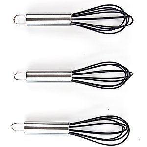 Hair Color Whisk - Set of 3 - Hair Color Mixer - Silicone with Stainless Steel Handle - Salon Hair Wisk - Color Whisk - Hair Whisk Color Mixer - Hair Dye Whisk - Color Wisk