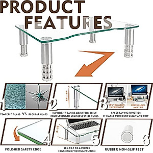 2 Pack Computer Monitor Riser with Height Adjustable Multi Media Desktop Stand for Flat Screen LCD LED TV, Laptop/Notebook/Xbox One