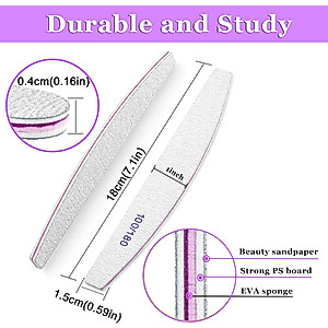 20PCS Nail File Buffer Set for Natural Nails,100 180 Grit Nail File,4 Sides 120 Grit Sanding Buffer Nail Block for Gel Acrylic Nails Professional Manicure Tool,Purple