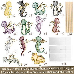 28pcs Dragon Centerpieces Sticks for Table Dragon Birthday Party Decorations Dragon Baby Shower Decorations for Baby Dragon Theme Party Supplies