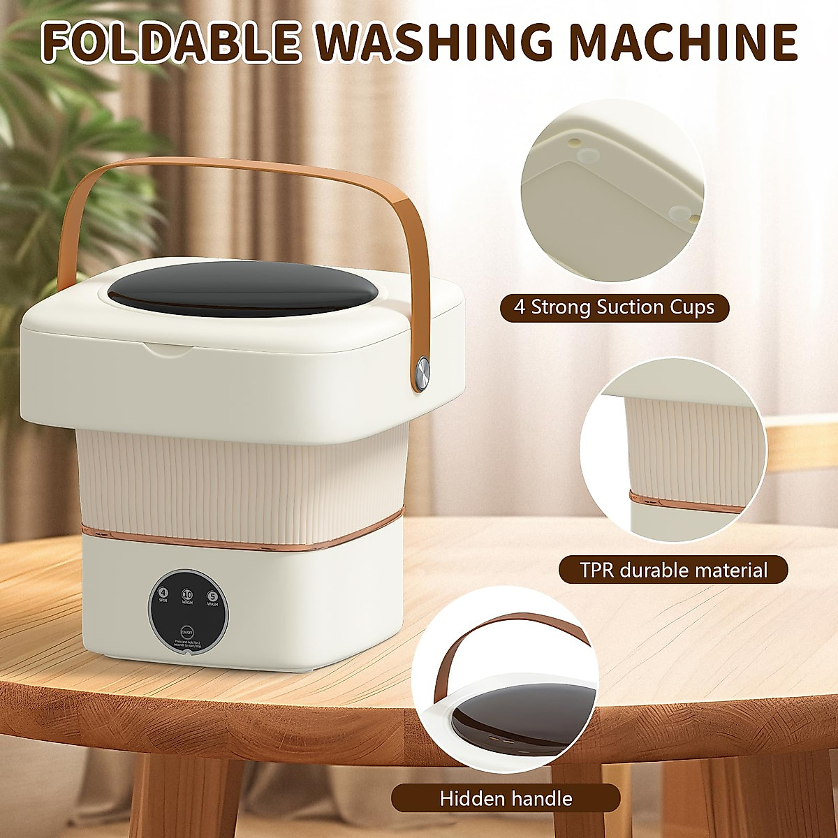 Small Portable Washing Machine, Mini Foldable Washer 4.5L High Capacity with 3 Modes Cleaning for Underwear, Baby Clothes, or Pet Clothes, for Apartment, Travel, Camping, RV, Dorm