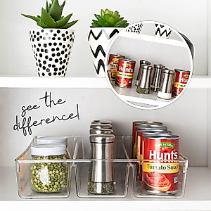 LIVORINI Kitchen Utensils Organizer | Utensil Tray Holder | Large Non-Slip Cutlery Drawer Organizer, 3 Compartment Multi-Purpose Home Organization, Clear Acrylic