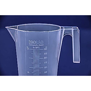 ISOLAB USA - 4 Pieces Premium Set of Laboratory Plastic Beaker With Handle, High Clarity, Polypropylene, Raised Graduations, Autoclavable, Lab Pitchers, (Beakers w/Handle, 4)