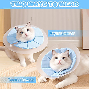 IKIPUKO Cat Cone Collar Soft Adjustable Recovery Pet E-Collar After Surgery, Lightweight Waterproof Kitten Cones, Protective Neck Cones for Small Dogs to Stop Licking Wounds, Blue, M