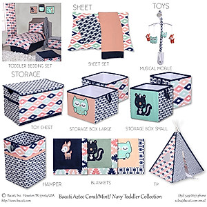 Bacati Aztec Emma Girls Fabric Memory/Memo Photo Bulletin Board, Coral/Mint/Navy