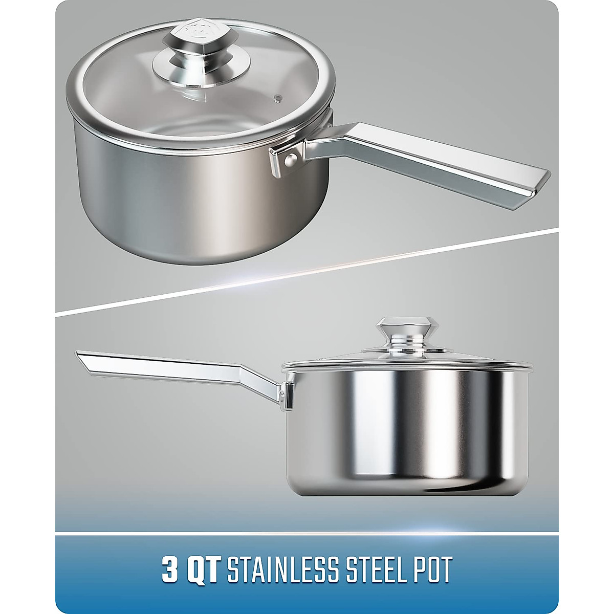 Dalstrong Sauce Pot - 3 Quart - The Oberon Series - 3-Ply Aluminum Core Cookware - Cooking Pot - Stock Pot - Premium Silver Pots and Pans - Dutch Oven Pot with Lid & Pot Protector