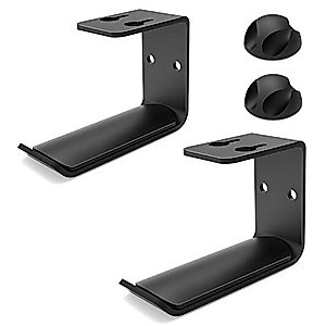 APPHOME 2Pack Headphone Hanger Under Desk Hook Holder Wall Mount, Dual PC Gaming Headset Stand with Cable Clips Organizer Under Table Design, Universal Fit All Headphones