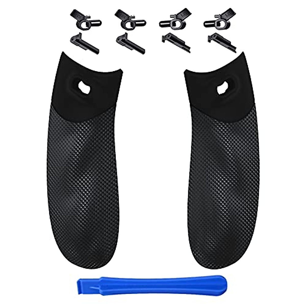eXtremeRate Flexor Rubberized Side Rails Grips Trigger Stop Kit for Xbox Series X/S Controller, Diamond Textured Black Anti-Slip Ergonomic Trigger Stopper Handle Grips for Xbox Core Controller