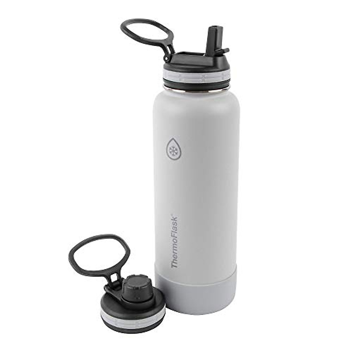ThermoFlask Double Wall Vacuum Insulated Stainless Steel Water Bottle, 40 Ounce, 2-Pack, Ice Grey/Pine