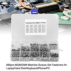 Screw 480pcs M2/M3/ Machine Screws Set Fasteners for Laptop/Hard Disk/Keyboard/Phone/PC Tool Professional