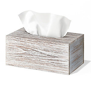 Barnyard Designs Rustic Distressed Wooden Rectangular Tissue Box Cover - Decorative Bathroom Facial Tissue Box Holder Farmhouse Country Decor, 10.5” x 6” x 4.5”