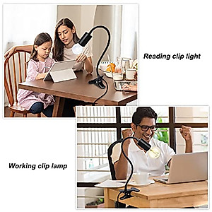 2PCS Clip Desk Lamp Holder, 9mm Flexible Aluminum Wire Neck Clip on Light, Adjustable Gooseneck E26/E27 Lamp Socket Clamp Desk Lamps, Clamp Reading Light Bulb for Reptiles Plant Grow Aquarium Light