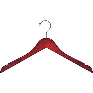 The Great American Hanger Company Wood Top Hanger, Box of 50 Space Saving 17 Inch Flat Wooden Hangers w/Cherry Finish & Brushed Chrome Swivel Hook & Notches for Shirt Jacket or Dress