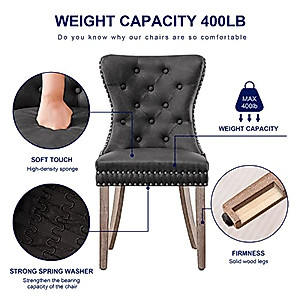 subrtex Dining Set Parsons Chairs, Large Set of 2, Tufted Leather/Grey