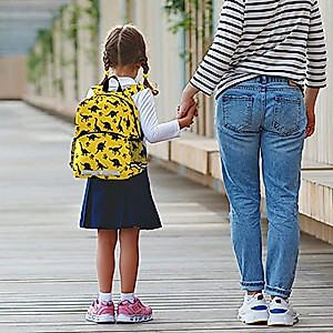 Yellow Dinosaur Kids Backpack, Toddlers Small Backpack School Bag Meal Travel Bags for Boys