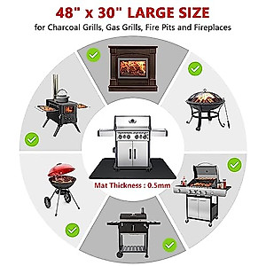 Protebox 48 x 30 inch Under Grill Mats for Outdoor Grill, Double-Sided Fireproof Deck and Patio Protector Mat, BBQ Mat for Under BBQ, Waterproof Oil-Proof Grill Floor Pads Fire Pit Mat Fireplace Mat
