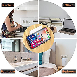 Kamehame 2 Pack Wall Mount Phone Holder Adhesive Cell Phone Charging Stand Smartphone Storage Organizer Bracket for Home Office Compatible with All Phone, Silky White & Clear