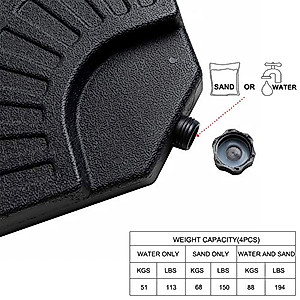 C-Hopetree 194 lb Heavy Duty Base Weights Stand for Offset Cantilever Outdoor Patio Umbrella, 4 Piece Set, Black