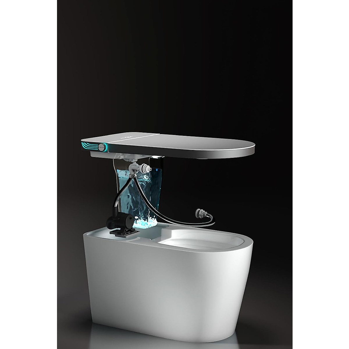 Captiva Smart Bidet Toilet with Voice Command - Fresh Air Filtration System - Heated toilet Seats - Elongated Floor Mount Toilet Smart Concealed Water Tank LED Display - Power Off Flush
