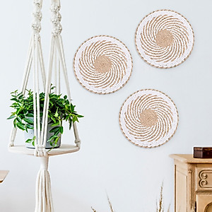 Kichvoe Woven Wall Hanging Baskets Decorative Rattan Basket Rattan Basket Wall Decor Wall Basket Decor Unique Wall Decor Woven Wall Plate Decor Basket Wall Art Grass Round Wall Decoration