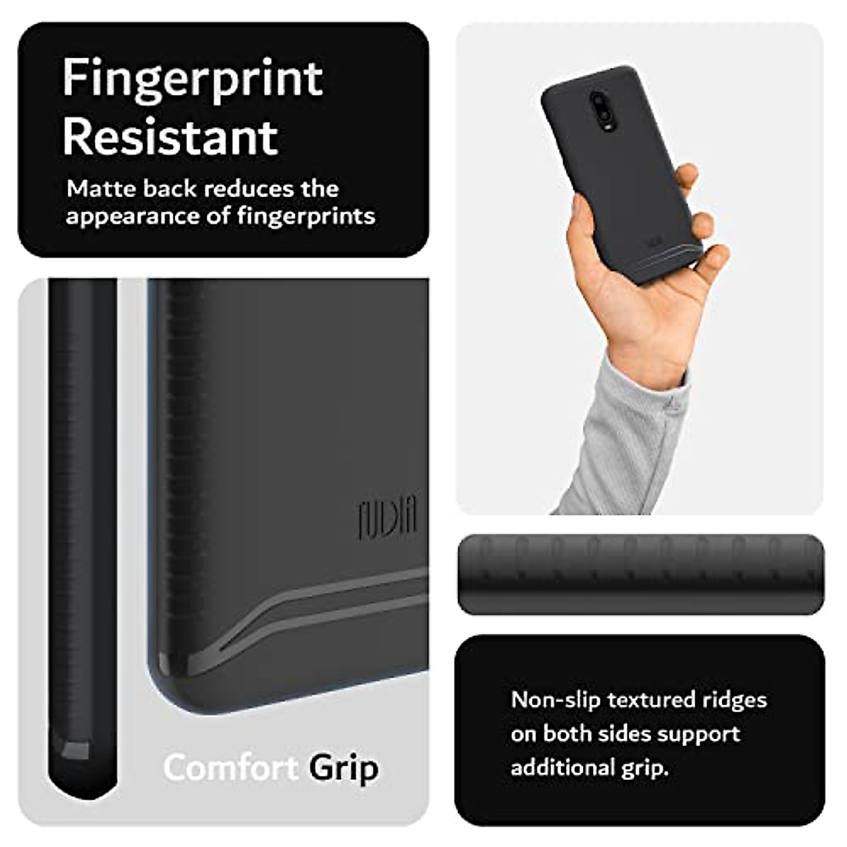 TUDIA DualShield Designed for OnePlus 6T Case, [Merge] Dual Layer Heavy Duty Slim Hard Case for OnePlus 6T (Matte Black)