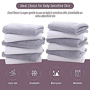 Ease Cubs 10 Pack Ultra Soft Burp Cloths for Baby and Newborn, 20" by 10" White and Grey