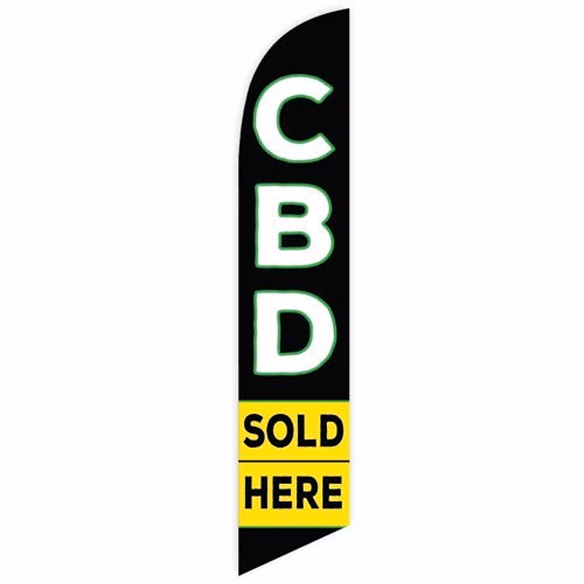 CBD Sold Here (Black/Yellow) Advertising Feather Flag 12ft - Replacement Flag Only (without Poleset)