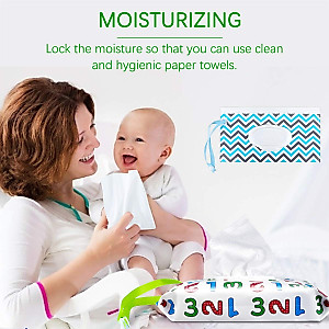 DOERDO 4 Pieces Portable Wet Wipe Pouch Bags Set, Baby Wipe Holder Reusable Travel Wet Wipe Dispenser Keeps Baby Wipe Fresh and Safe