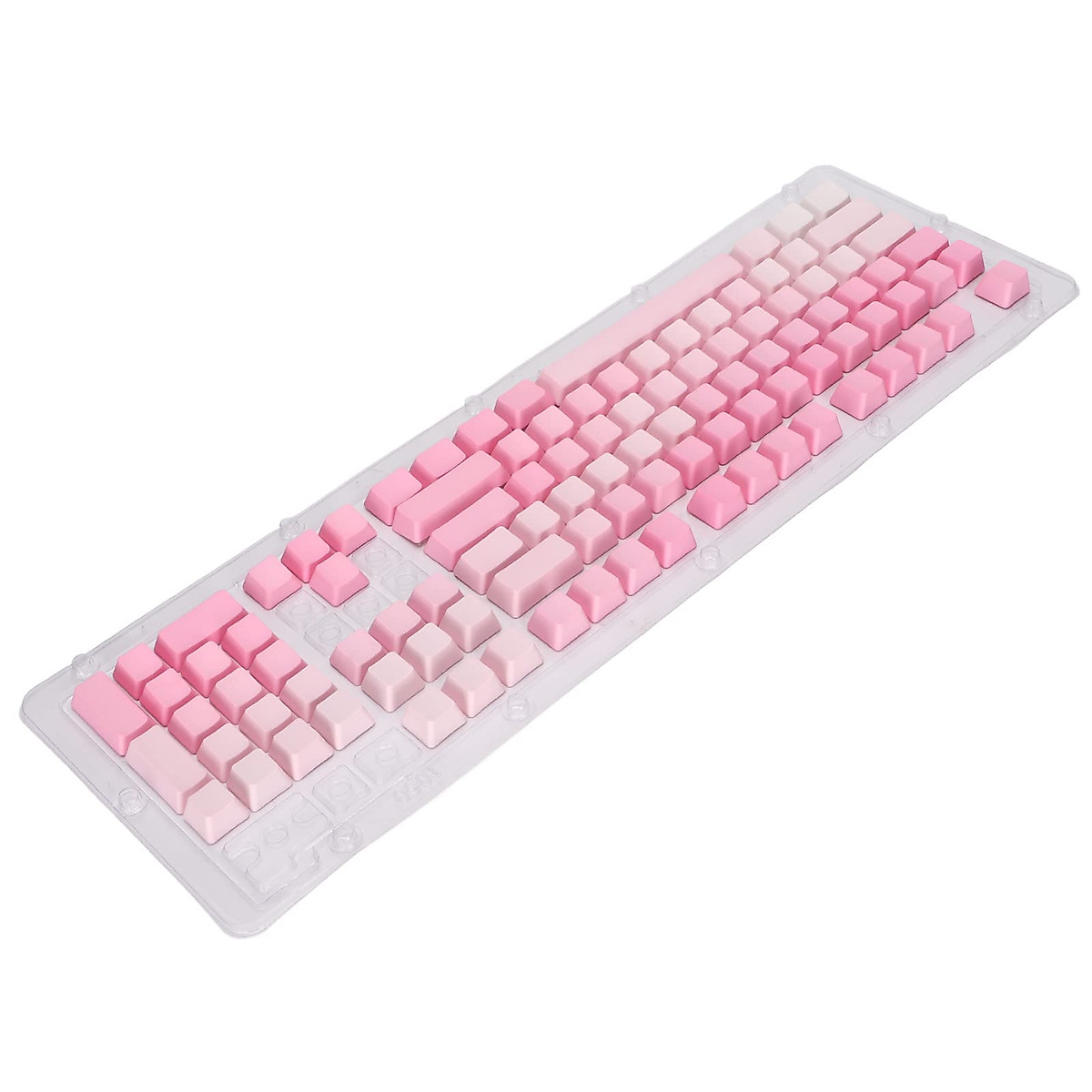 Gaming Keyboard Keycaps, 104 Keys Pink White Ergonomic PBT Typewritter Gaming Keyboard Keycaps Opaque Side Dip Dyeing Process DIY Keycap,for Most 61/87/104 Key Mechanical Keyboard