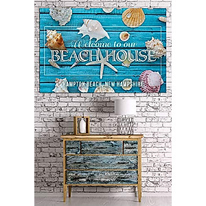 Hampton Beach, New Hampshire, Welcome to Our Beach House, Seashells (36x54 Giclee Gallery Art Print, Vivid Textured Wall Decor)
