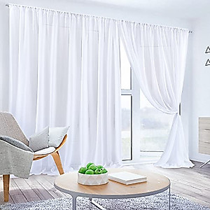 White Chiffon Sheer Backdrop Curtain for Wedding, Parties, White Arch Drapes for Backdrop Decoration,Wrinkle-Free 10ft x 7ft