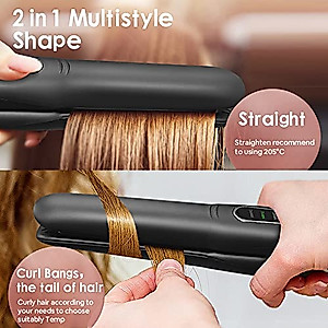 Sunmay Voga Cordless Hair Straightener and Curler 2 in 1, Cordless Travel Flat Iron for Touching Up Short Thin Fine Hair On The Go, Mini Portable Straightener with 4800mAh Battery, Quick Heat Up