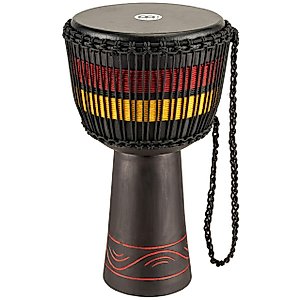 Meinl Percussion ADJ7-XL African Style Fire Rhythm Series Rope Tuned 13" Wood Djembe, Black