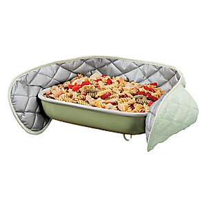 LAMINET 2 Pocket Heat Resistant Xtra Long Double Oven Mitt Pot Holder - CELERY GREEN