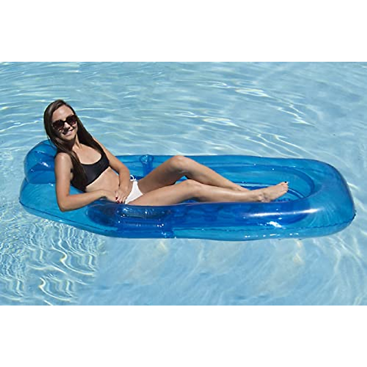 Poolmaster Riviera Wet/Dry Swimming Pool Float Sun Lounge , Blue