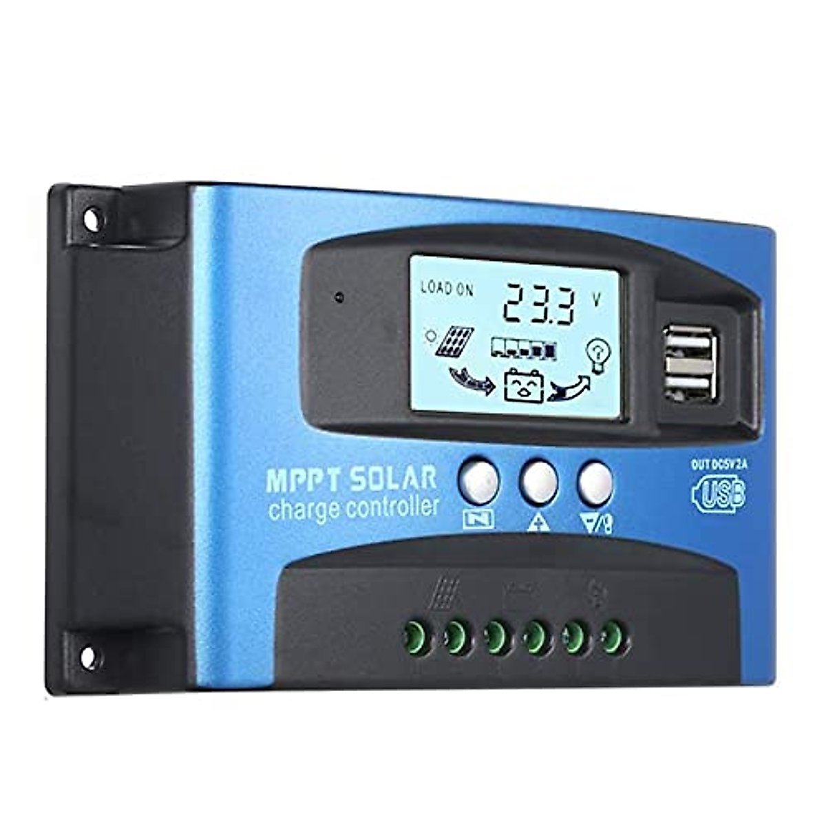 100A MPPT 36V/48V/60V Solar Charge Controller with LCD Display, Multiple Load Control Modes Dual USB MPPT Multi-Function LCD Displays Solar Charge Controller