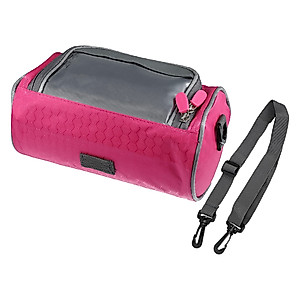 X AUTOHAUX Bike Handlebar Bag Bike Triangle Frame Bag with Touch Screen Phone Holder Polyester Adjustable Waterproof Bicycle Front Storage Bag for Road Mountain Bikes Red