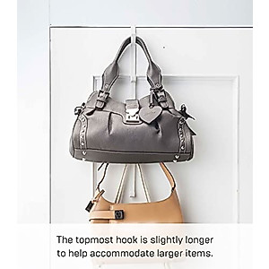 Yamazaki Home Over The Door Hooks - Vertical Hanging Coat Rack, Steel, Over-the-Door, No Assembly Req., Fits Doors up to 1.375" thick, white