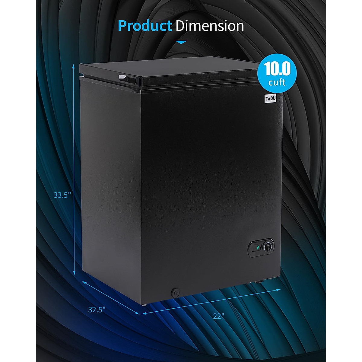 TABU 10.0 Cu Ft Chest Freezer, Deep Freezer with Removable Storage Basket, Top Open Door Chest Freezer, Black Freezer with 7 Level Adjustable Temperature, Compact Freezer with Top Open Door (Black)