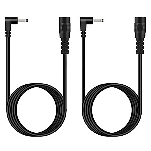 Fancasee (2 Pack 6 ft 3.5mm x 1.35mm DC Power Extension Cable 90 Degree Right Angle Male to Female Plug Jack Extension Cord for IP Camera CCTV Security Camera Surveillance LED