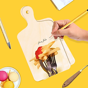 Oomcu 12PCS Wooden Mini Cutting Board with Handle,Rectangle Unfinished Wood Craft Paddle Serving Tray Chopping Board Cutout for DIY Thanksgiving Christmas Home Kitchen Fruit Decor (11.8 x 6.3 Inch)