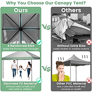 Tangkula 13x13 Ft Pop Up Canopy, 2 Tier Outdoor Canopy with 4 More Reinforced Ribs, Center Lock, Wheeled Bag, Easy Setup Instant Canopy Tent for Deck, Garden, Backyard, CPAI-84, UPF 50+ Protection