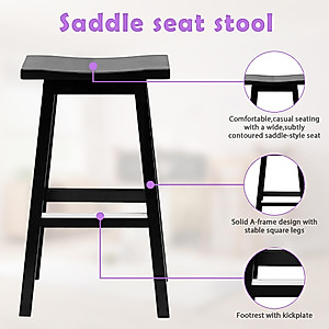 Bar Stools Set of 2, 30 Inch Counter Height Bar Stools with Footrest, Solid Wooden Frame Bar Stools for Kitchen Counter, Backless Farmhouse Bar Stool Counter Stool, Breakfast Barstool Set of 2
