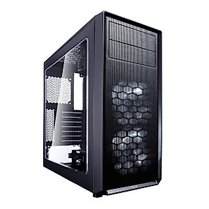 Fractal Design Focus G - Mid Tower Computer Case - ATX - High Airflow - 2X Fractal Design Silent LL Series 120mm White LED Fans Included - USB 3.0 - Window Side Panel - Black