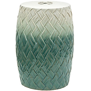 Oriental Furniture 18" Carved Woven Design Porcelain Garden Stool