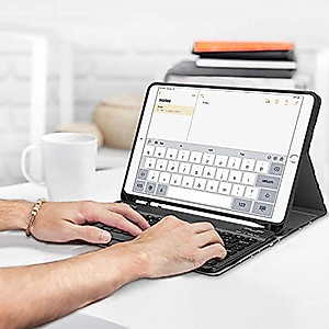 Fintie Keyboard Case w/Pencil Holder for iPad Air 3rd Gen 10.5" 2019 / iPad Pro 10.5" 2017 - SlimShell Soft TPU Back Protective Cover w/Magnetically Detachable Wireless Bluetooth Keyboard, Composition