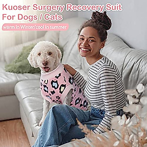 Kuoser Dog Recovery Suit, Soft Dog Surgery Recovery Suit for Female Male Dogs, Anti Licking Dog Onesie After Sapy Neuter, Pet Body Suits Doggie Surgical Shirt E-Collar & Cone Alternative, Pink 2XL